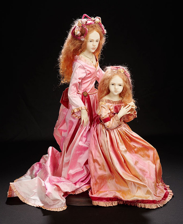 Pair of Victorian Era Dolls by Jamie Williamson, OOAK