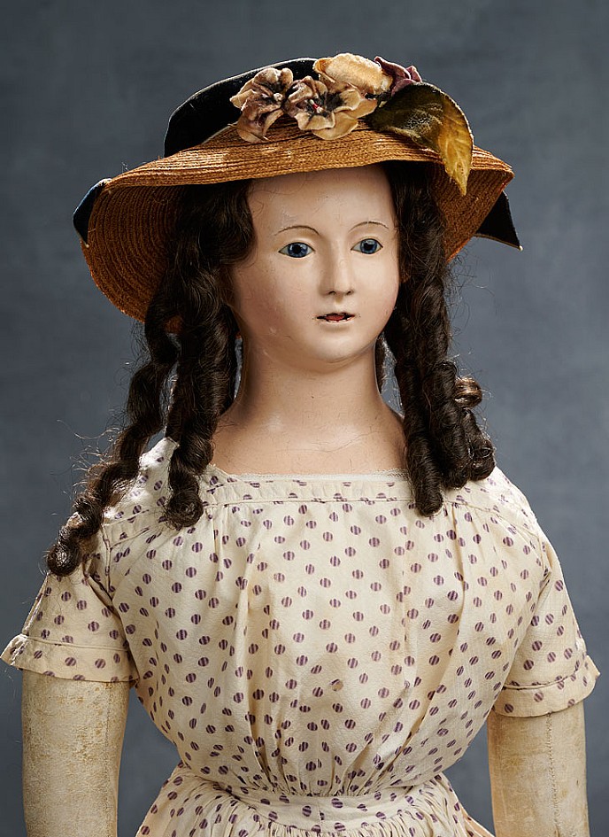 Grand French Paper Mache Lady by Andreas Voit in Fine Early Costume