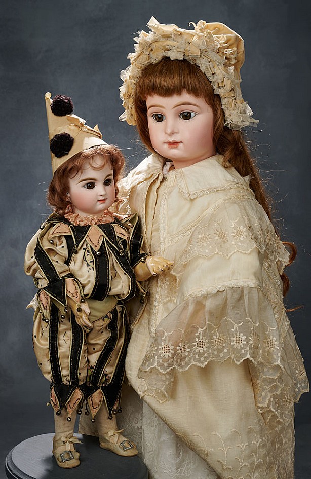 French Bisque Bebe by Rabery and Delphieu in Harlequin Costume
