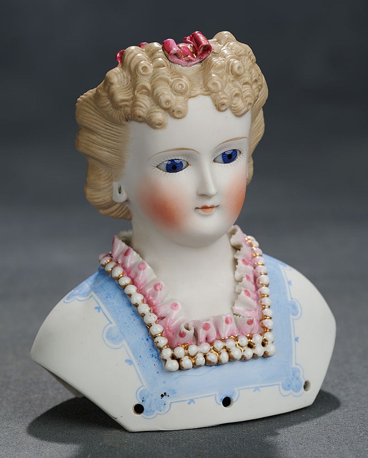 German Bisque Lady with Dresden Ornaments and Glass Eyes by C.F. Kling