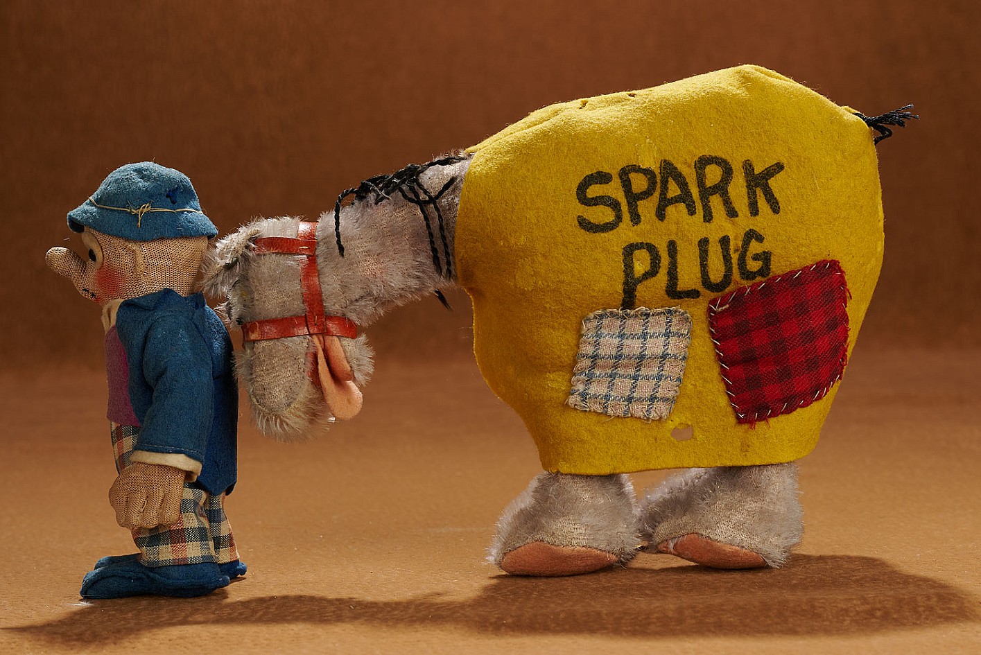 Very Rare Felt Comic Characters Barney Googly and Spark Plug by Steiff