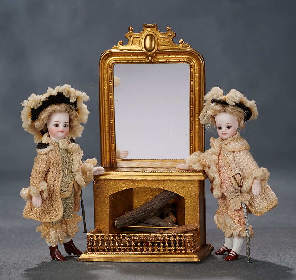 Pair, German All-Bisque Courtiers by Simon and Halbig in Original Rare ...
