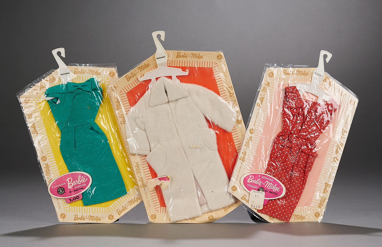 1962 Era Pak Sets for Barbie Doll with Coat and Polka Dot Sheath Dress