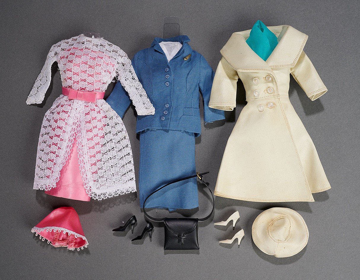 Three 1966 Costumes for Barbie Doll "Pan Am Stewardess" #1678, "London ...