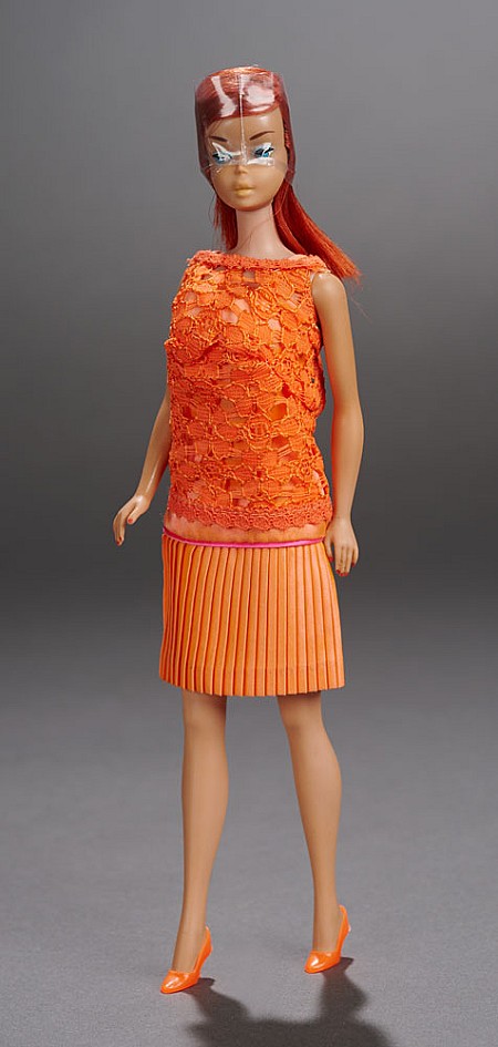 1966 Ruby Red Color Magic Barbie Doll in "Disco Dater" #1807 Costume